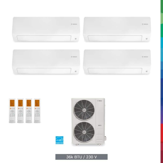 Bosch / Gen 3 Max Performance PRO PACK 4-Zone 36,000 BTU 3 Ton Ductless ...