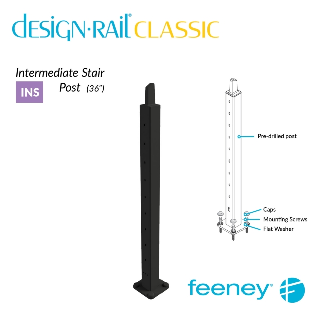 Feeney / DesignRail Classic Kits Intermediate (Stair) Post Kit (36 ...